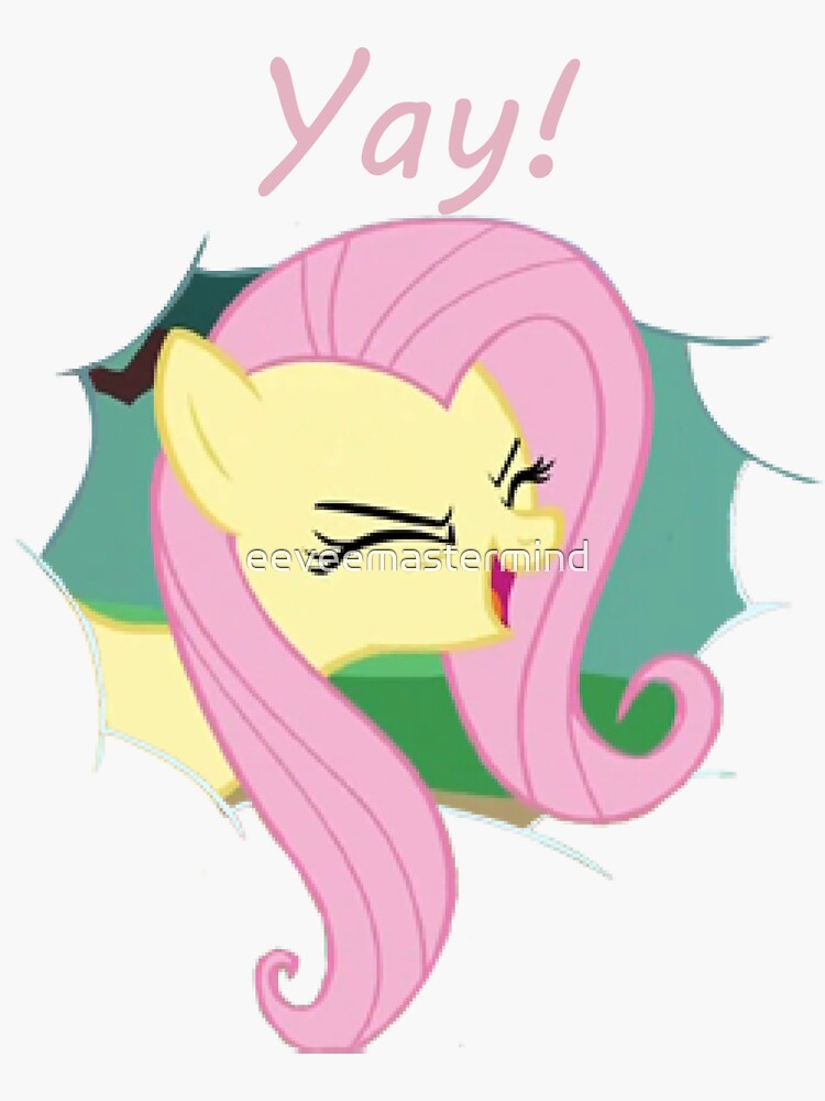 "Yay!! Fluttershy" Sticker for Sale by eeveemastermind | Redbubble