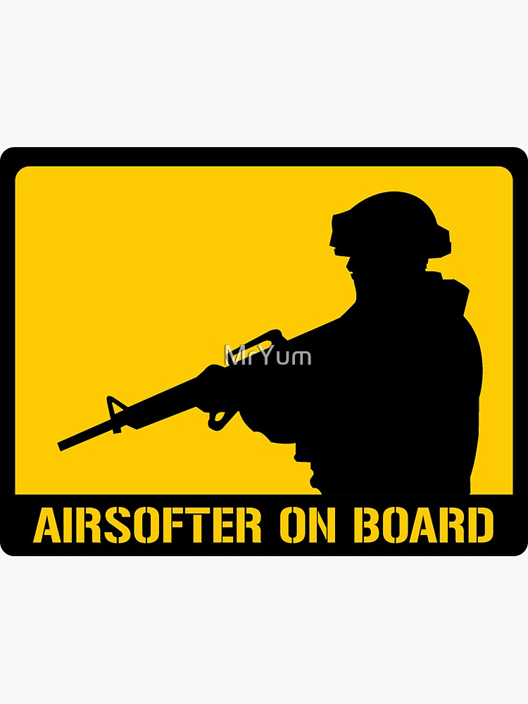 "Airsofter on board" Sticker for Sale by MrYum | Redbubble