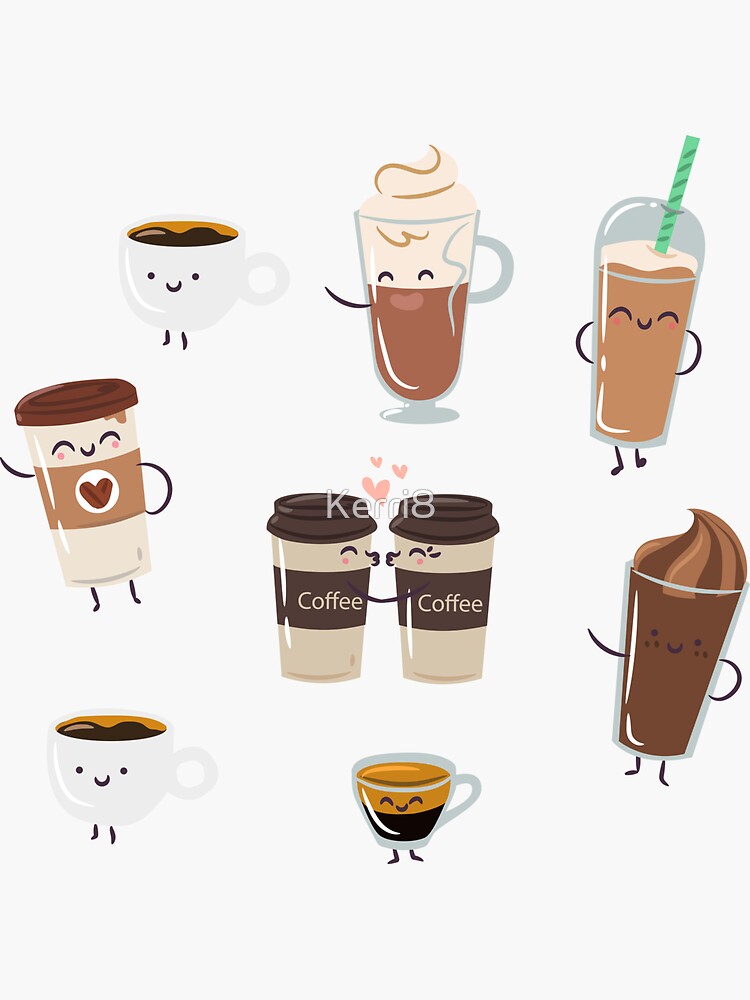 "Coffee Cartoons" Sticker for Sale by Kerri8 | Redbubble