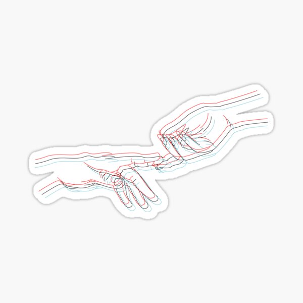 "hands touching 3D effect" Sticker for Sale by capeters | Redbubble
