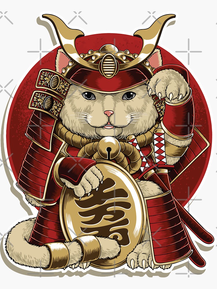 "Maneki Neko Samurai Cat" Sticker for Sale by animebrands | Redbubble