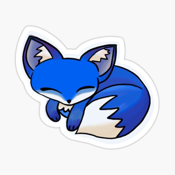 "Cute Blue Baby Fox with Outline" Sticker for Sale by CrystalArtistry ...
