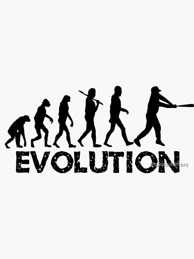 "Evolution of a Baseball Player" Sticker for Sale by shakeoutfitters ...