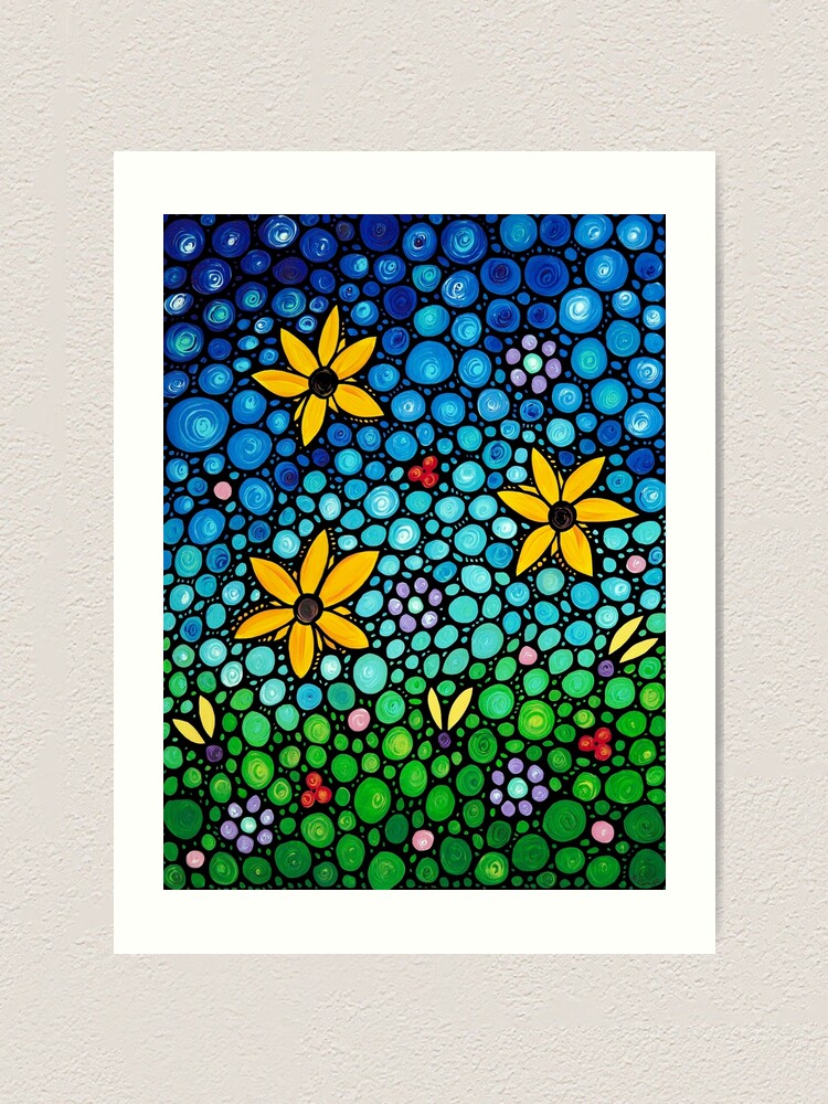 "Spring Maidens - Flower Garden Mosaic Landscape Abstract Art Print ...