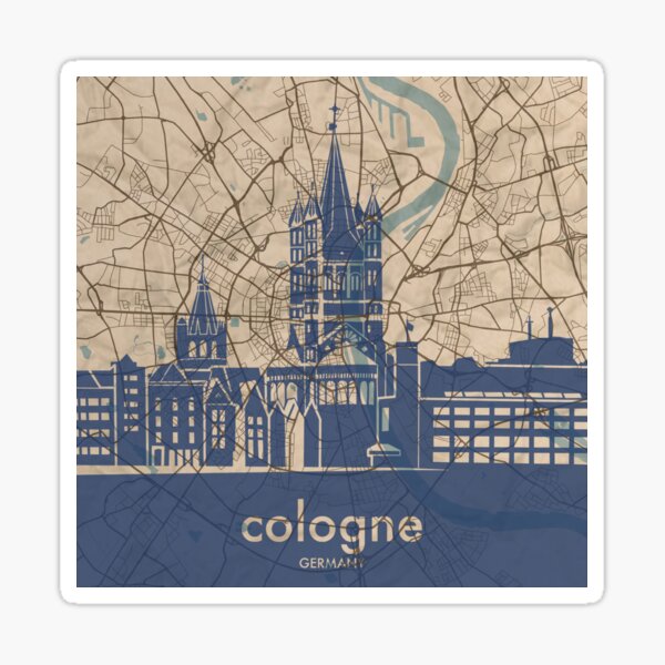 "Map + Silhouette | Cologne" Sticker for Sale by CPTVDesign | Redbubble
