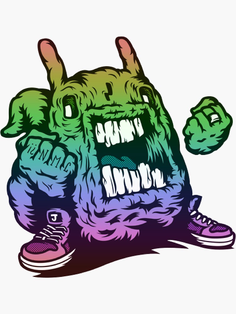 "Rainbow Monster Illustration." Sticker for Sale by LewisJamesMuzzy ...