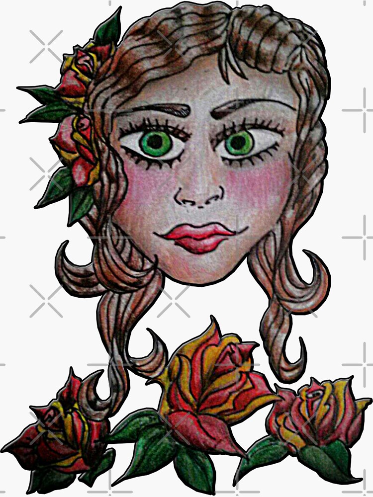 "Gypsy Tattoo _ Roses" Sticker for Sale by Mehdals | Redbubble