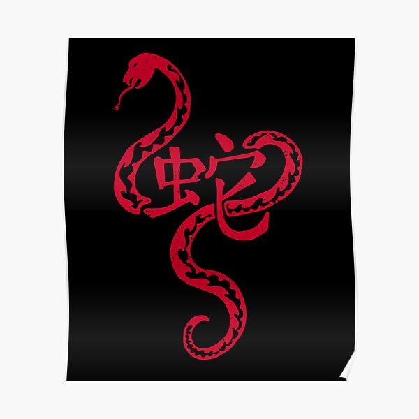 "Wicked Serpent Chinese Snake Design in Japan Red | Hanzi Symbol ...