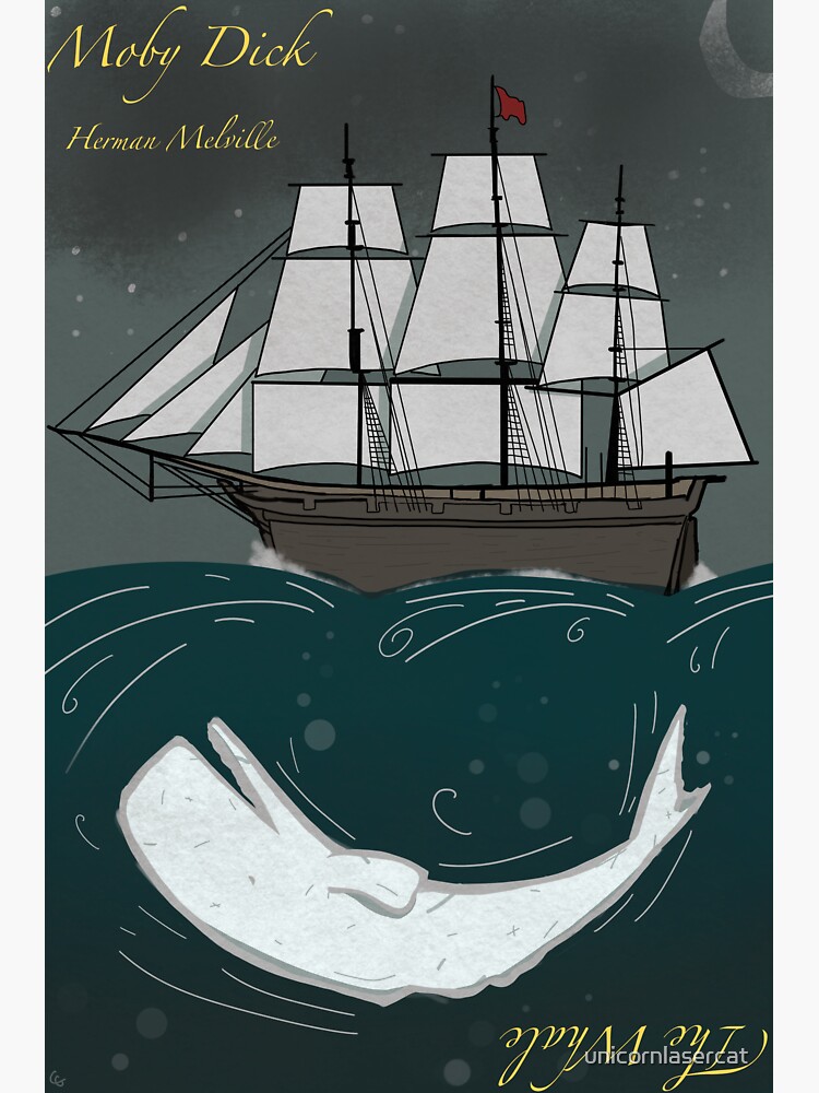 "Moby Dick Reversible" Sticker for Sale by unicornlasercat | Redbubble