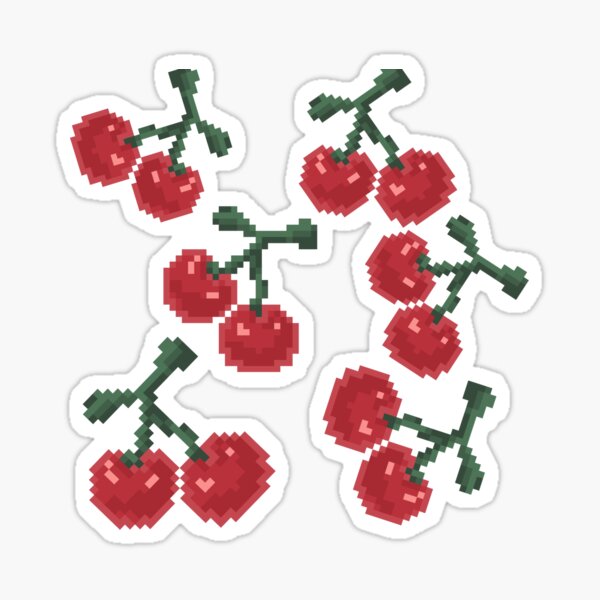 "Pixelated Cherrys, I Love Cherrys" Sticker for Sale by HopeDetour ...