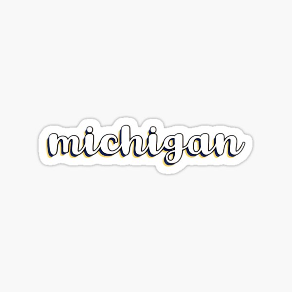 "cursive maize and blue Michigan " Sticker for Sale by alyssakgray ...