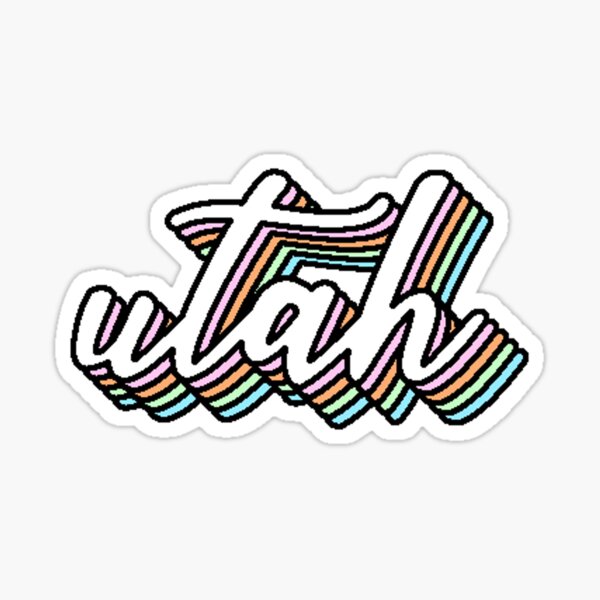 "Rainbow Cursive Utah Sticker" Sticker by laurencude | Redbubble