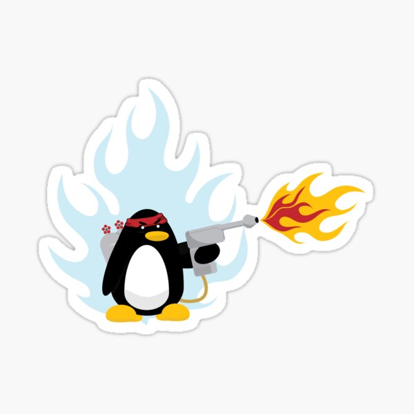 "Flamethrower Penguin" Sticker for Sale by Mehdals | Redbubble