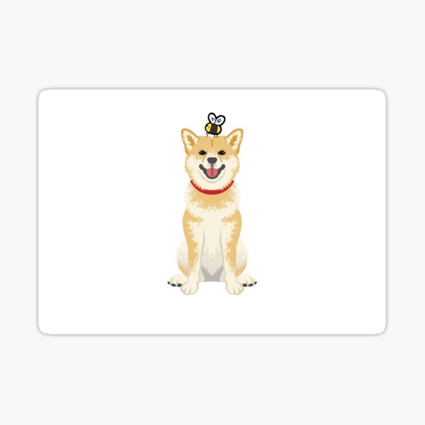 "Smiling Shiba Inu and the bee" Sticker for Sale by petfunliving ...