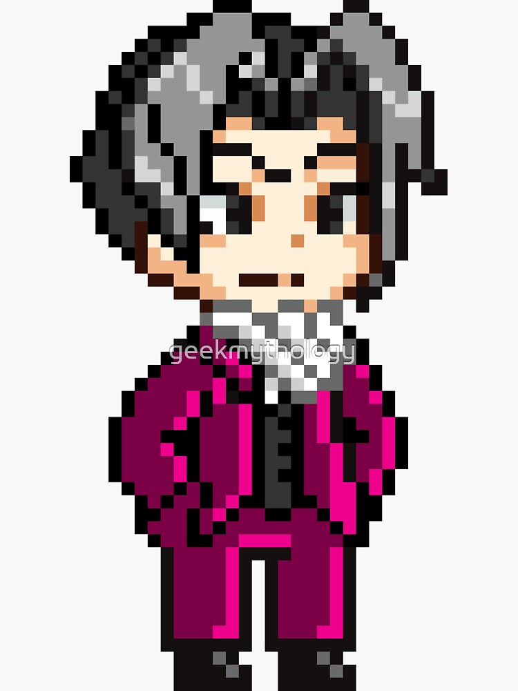 "Miles Edgeworth Pixel Sprite" Sticker for Sale by geekmythology ...