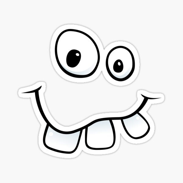 "Funny, goofy face with big teeth and googly eyes" Sticker for Sale by ...