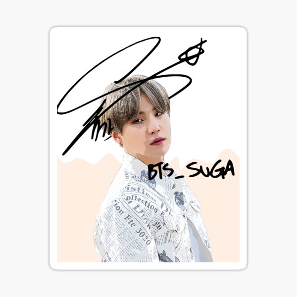 "SUGA- Autograph " Sticker for Sale by Kai-King88 | Redbubble