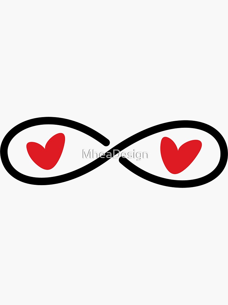 "Infinity eternity forever symbol with red love hearts sticker" Sticker ...