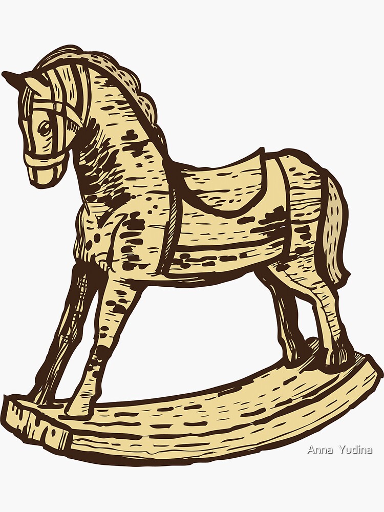 "Vintage wooden rocking horse" Sticker by Anutina | Redbubble