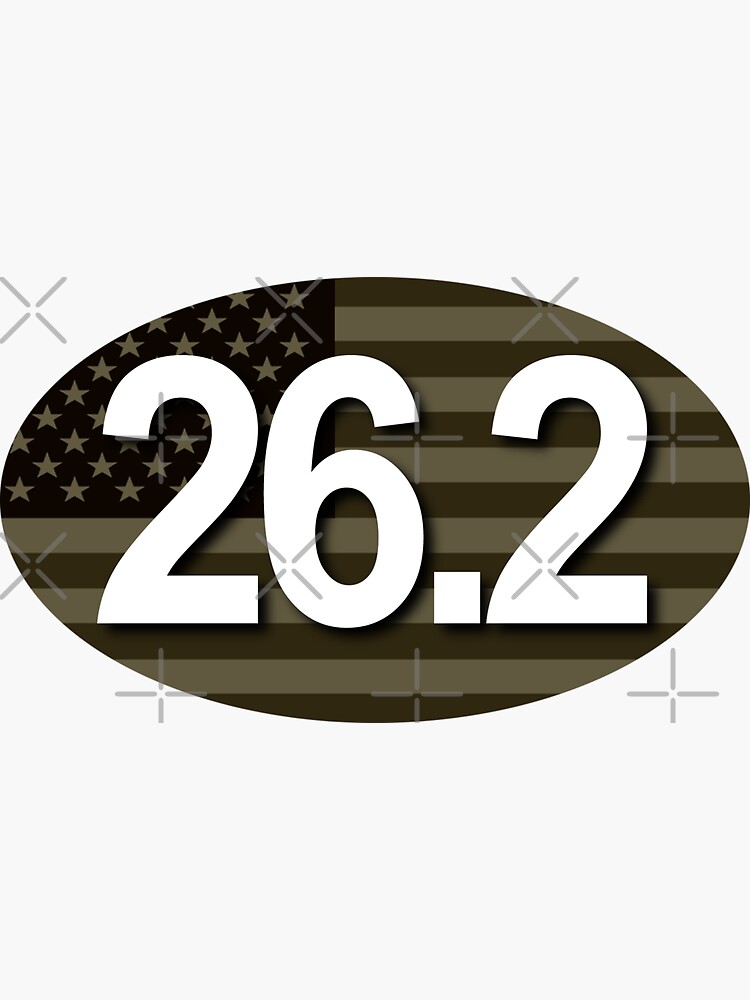 "26.2 Oval Sticker - Military Subdued US Flag" Sticker for Sale by ...