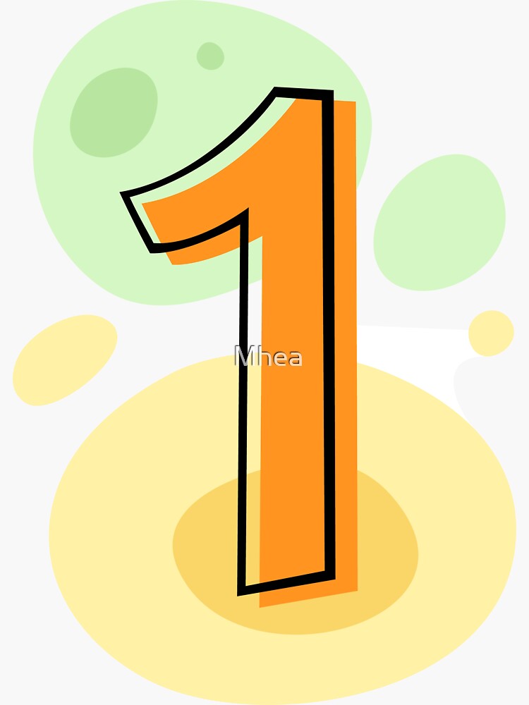 Pegatina «Pegatina número uno con salpicaduras de color naranja y verde ...