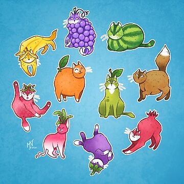 "Fruit Cats" Sticker for Sale by kattvalk | Redbubble