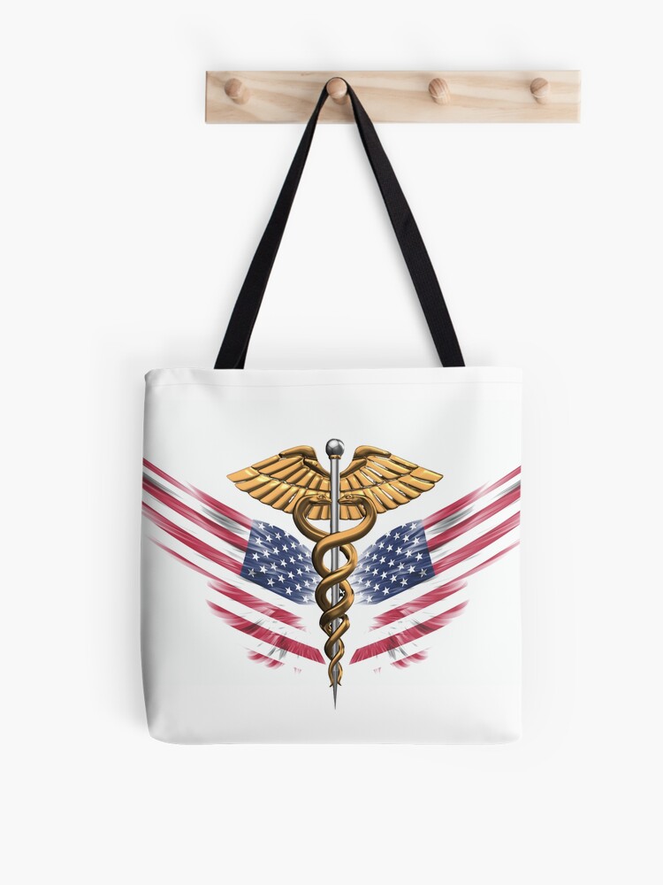 "American Flag Usa Flag Flag Wings Medical Caduceus Symbol" Tote Bag for Sale by michisway ...