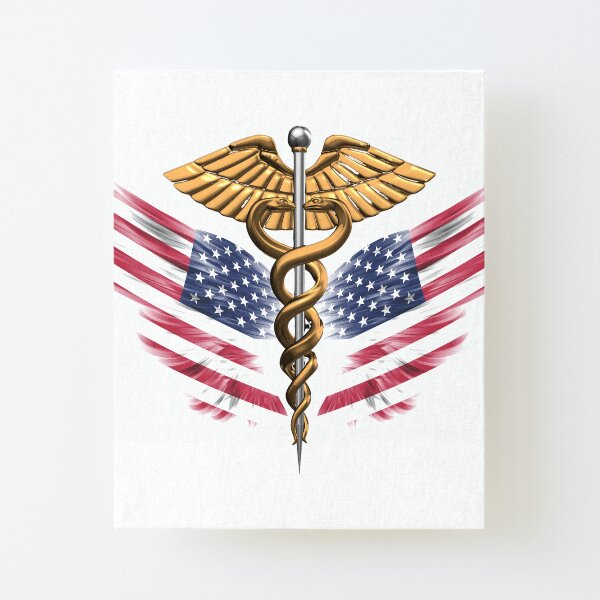 "American Flag Usa Flag Flag Wings Medical Caduceus Symbol" Mounted Print for Sale by michisway ...