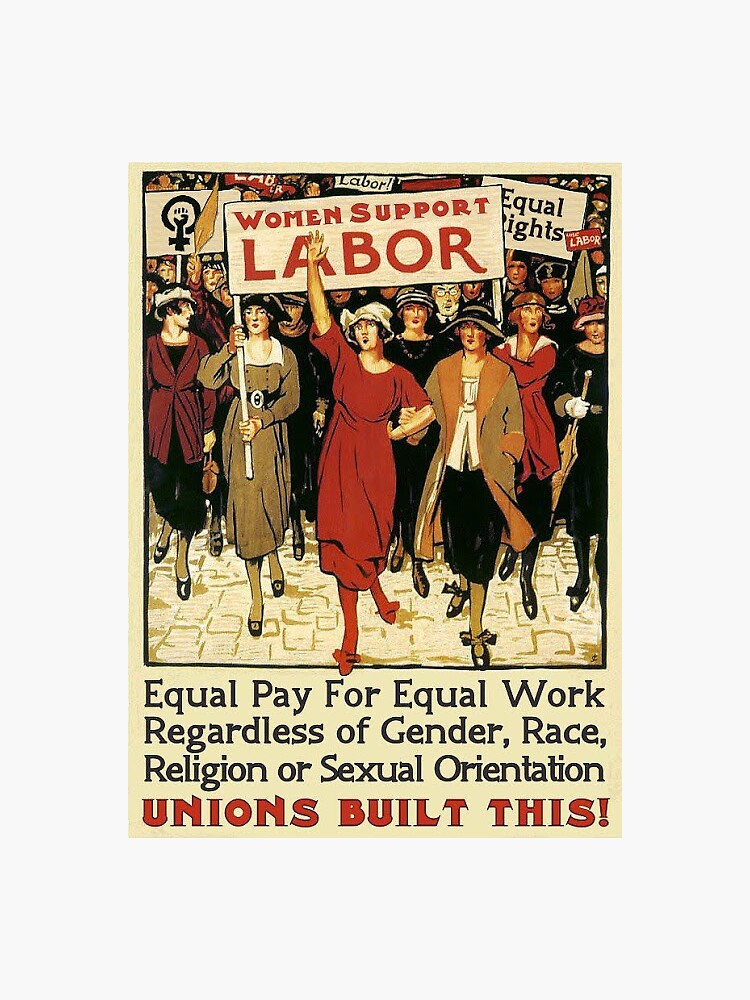 "Vintage Style "Women Support Labor" Poster" Sticker for Sale by jewess ...