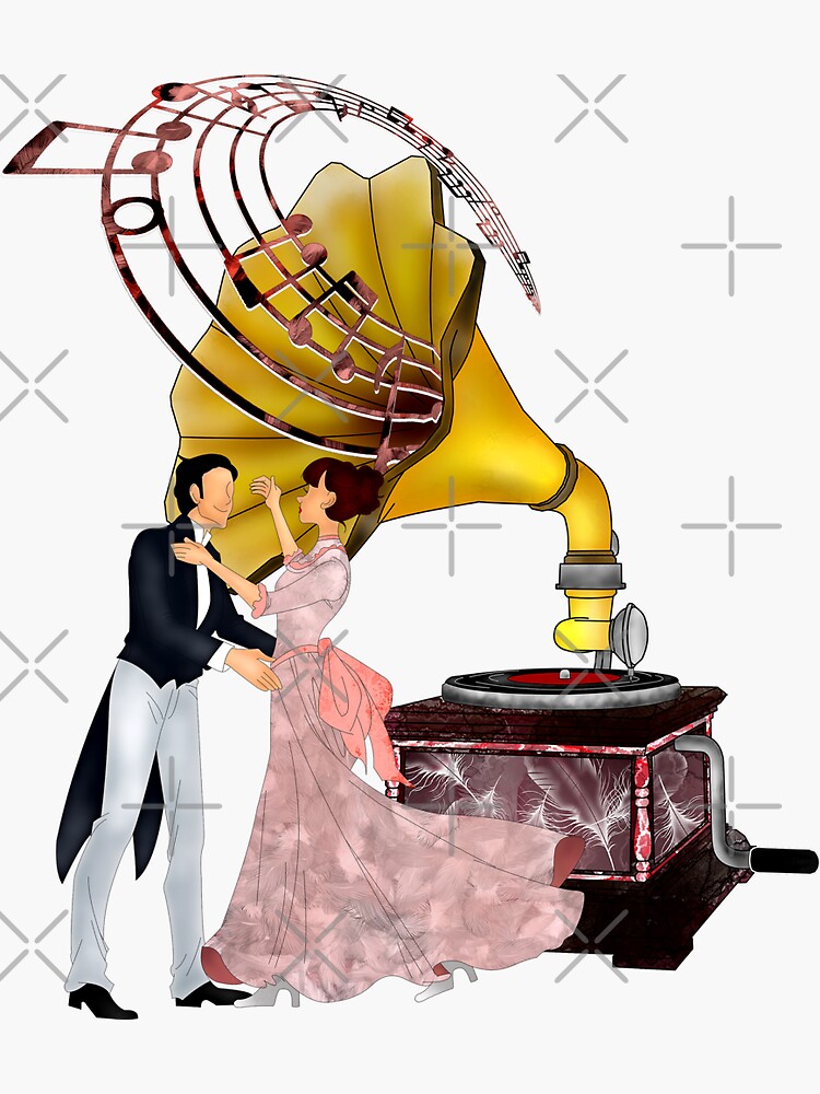 "Dance Love-Vintage Phonograph Music Player" Sticker for Sale by Nattea ...