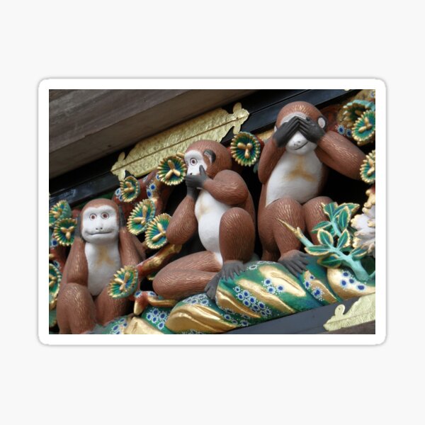 "Three wise monkeys (emoji), Nikko Japan" Sticker for Sale by Robato ...