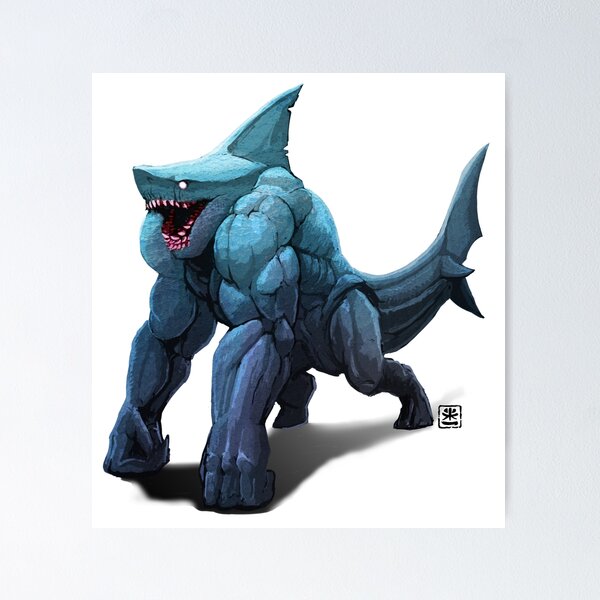 "Macho Shark" Poster for Sale by Komeichi | Redbubble