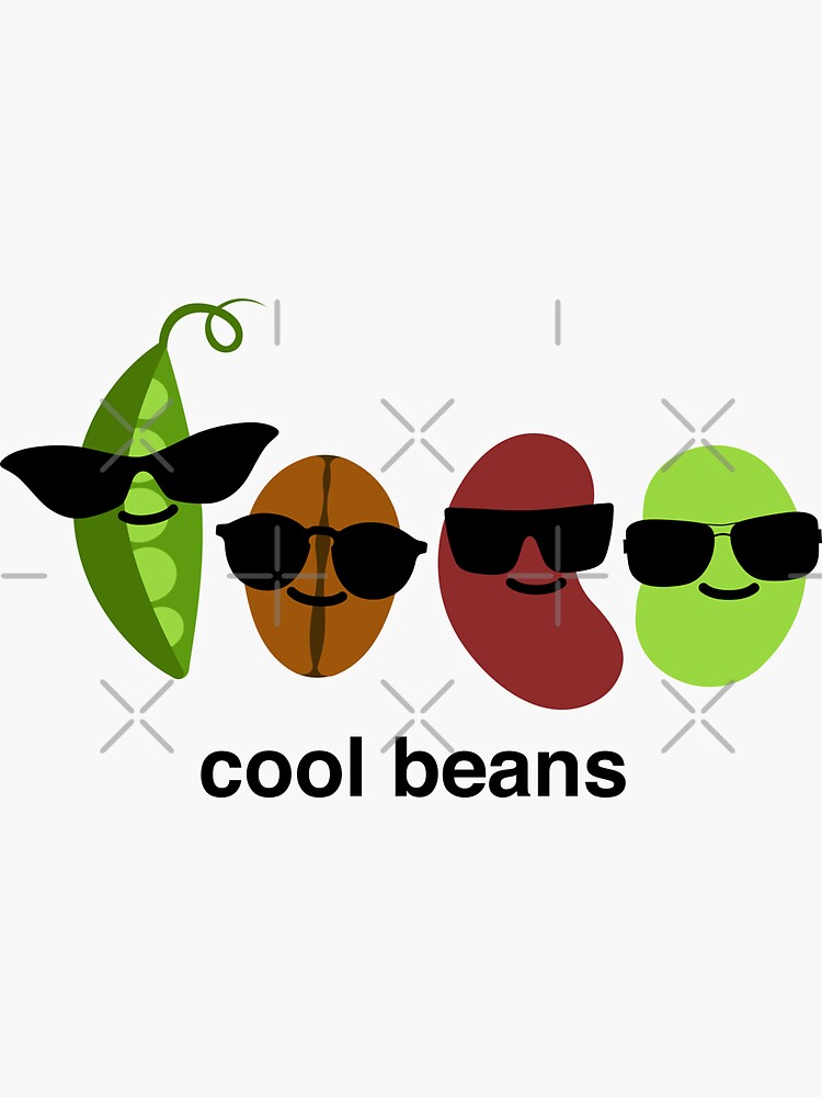 "Cool Beans - Beans Wearing Sunglasses" Sticker for Sale by epitomegirl ...