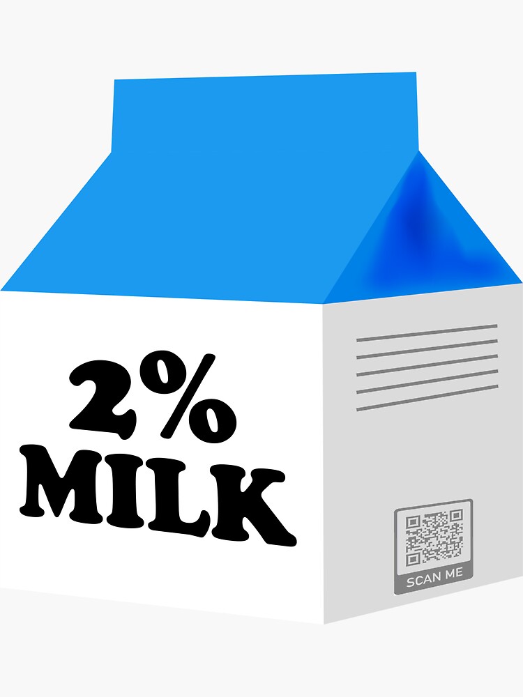 "2 Percent Milk (Mega Milk Style)" Sticker by ohsnapitalism | Redbubble