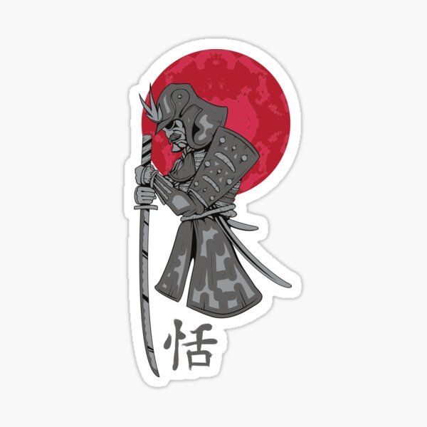"Red Moon Samurai" Sticker for Sale by Sagalaga | Redbubble