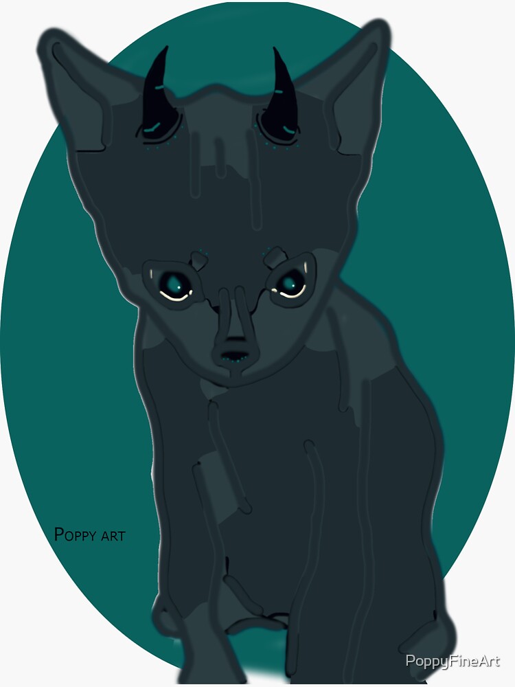 "Devil Cat" Sticker for Sale by PoppyFineArt | Redbubble