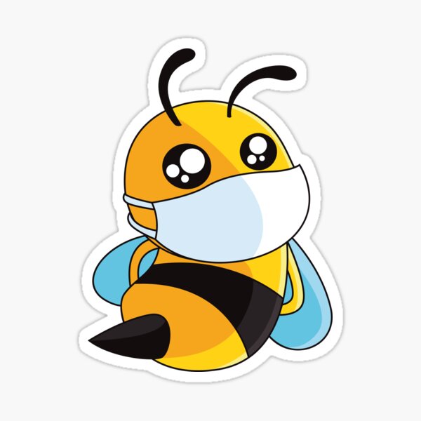 "Adorable Bumblebee with Face Mask" Sticker for Sale by Sagalaga ...