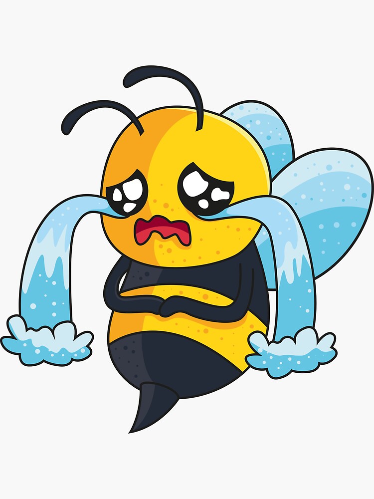 "Adorable Bee Crying" Sticker by Sagalaga | Redbubble