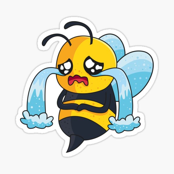 "Adorable Bee Crying" Sticker by Sagalaga | Redbubble