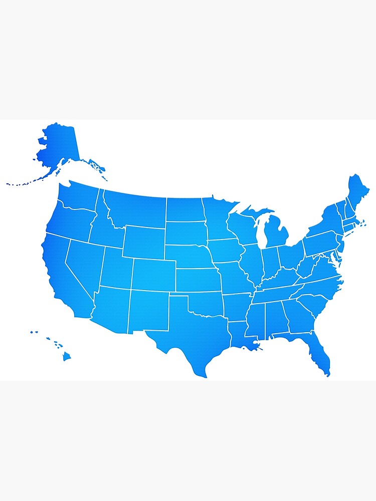 Lámina fotográfica «Mapa de Estados Unidos azul, América aislada» de ...