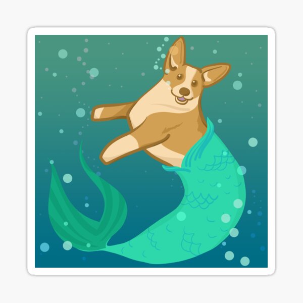 "Mermaid Corgi" Sticker for Sale by KelseyLovelle | Redbubble