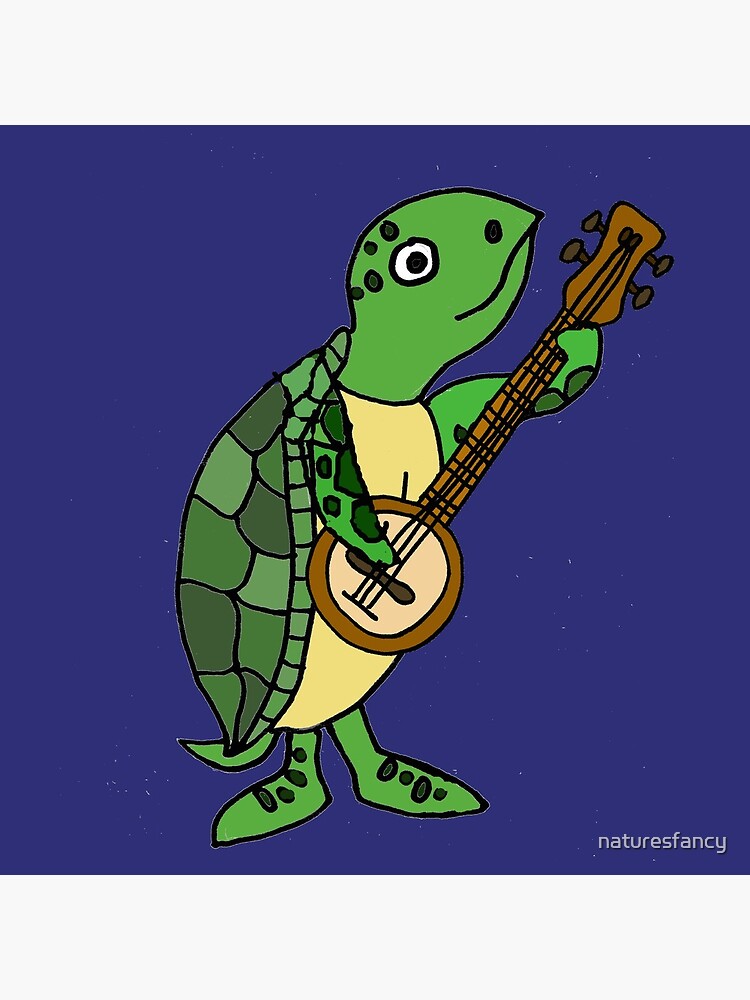 "Cute Sea Turtle Playing Banjo Cartoon" Coasters (Set of 4) for Sale by ...