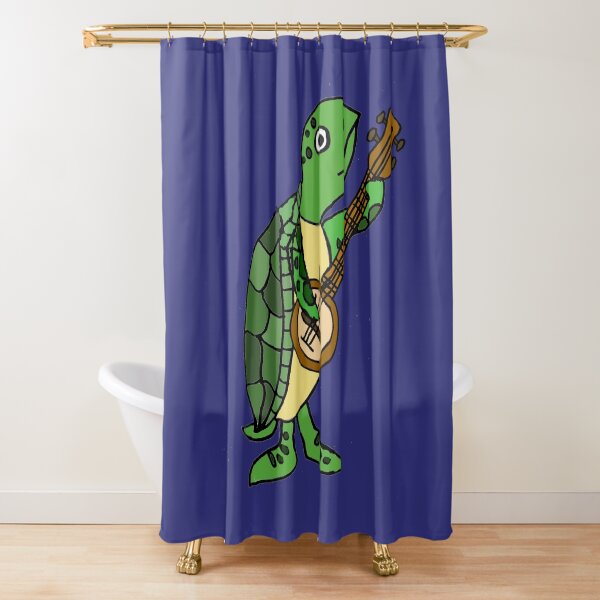 "Cute Sea Turtle Playing Banjo Cartoon" Shower Curtain for Sale by ...