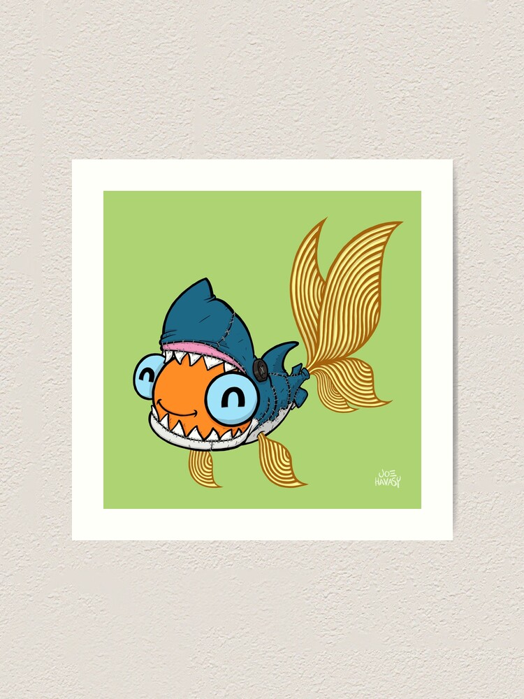 "Goldfish in a Shark Costume!" Art Print by joehavasy | Redbubble