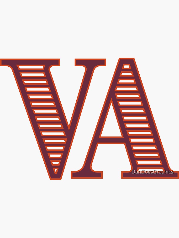 "Virginia Tech VA Lettering" Sticker for Sale by DanDoesGraphics ...