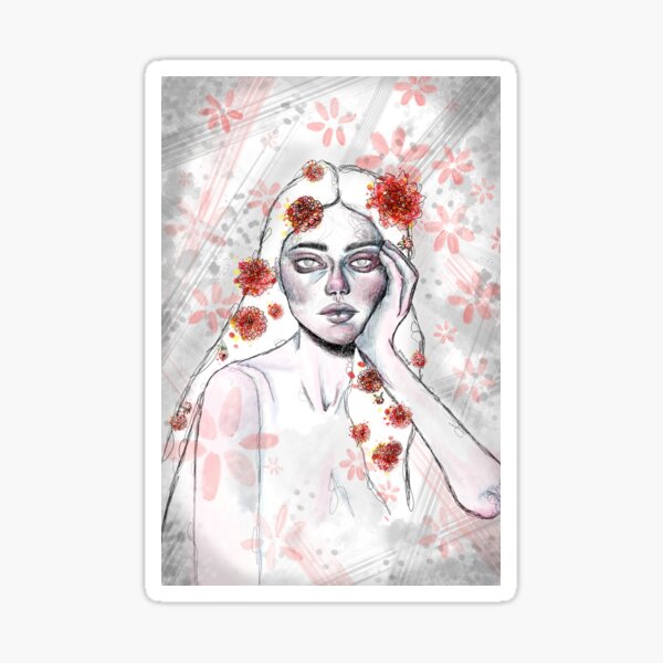 "Thoughtful" Sticker by JackieBruDraws | Redbubble