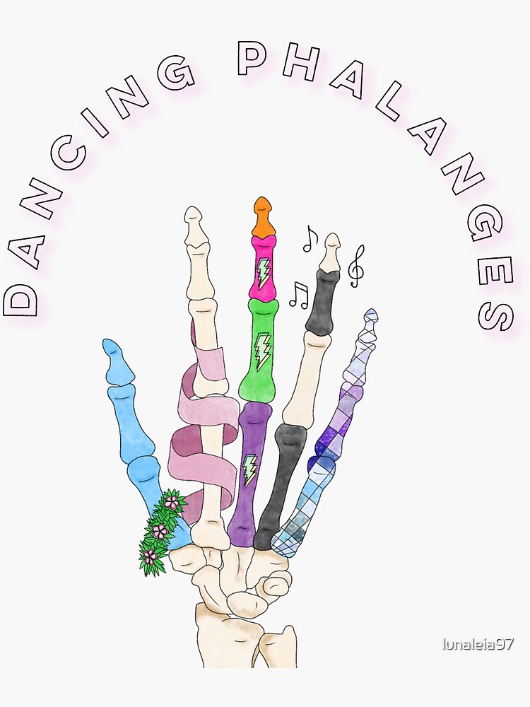 ""Dancing Phalanges"" Sticker for Sale by lunaleia97 | Redbubble