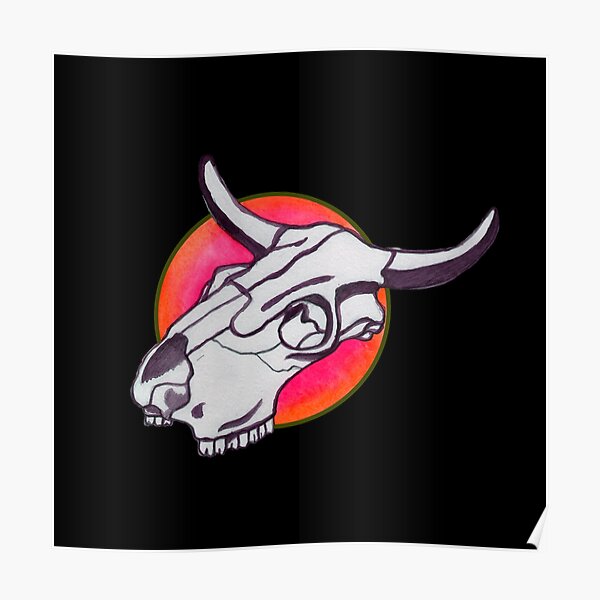 "Cow occult skull in red circle" Poster for Sale by susserain | Redbubble