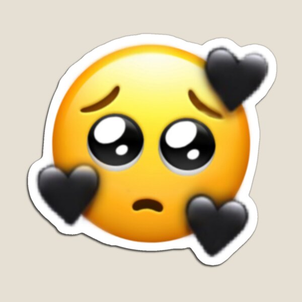 "Pleading Face Sad Big Eyes Emoji with Hearts" Magnet for Sale by ...