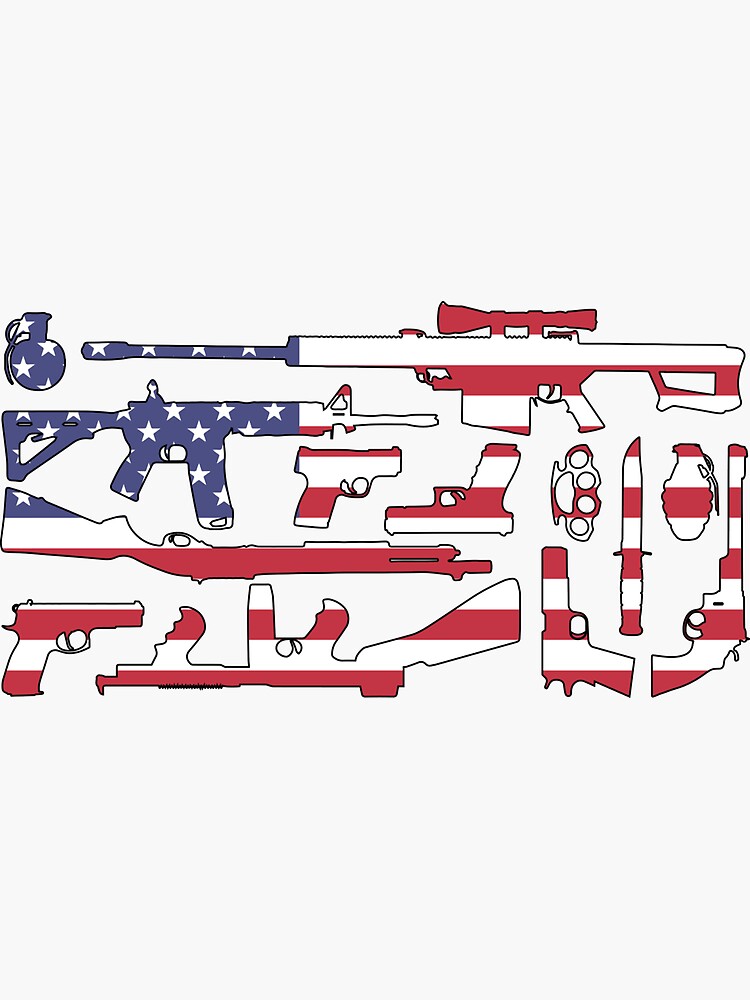 "American Guns Flag " Sticker for Sale by ManyShirts | Redbubble